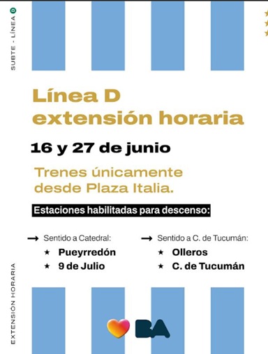 Habrá horario extendido en la línea D por los partidos de la Selección ...